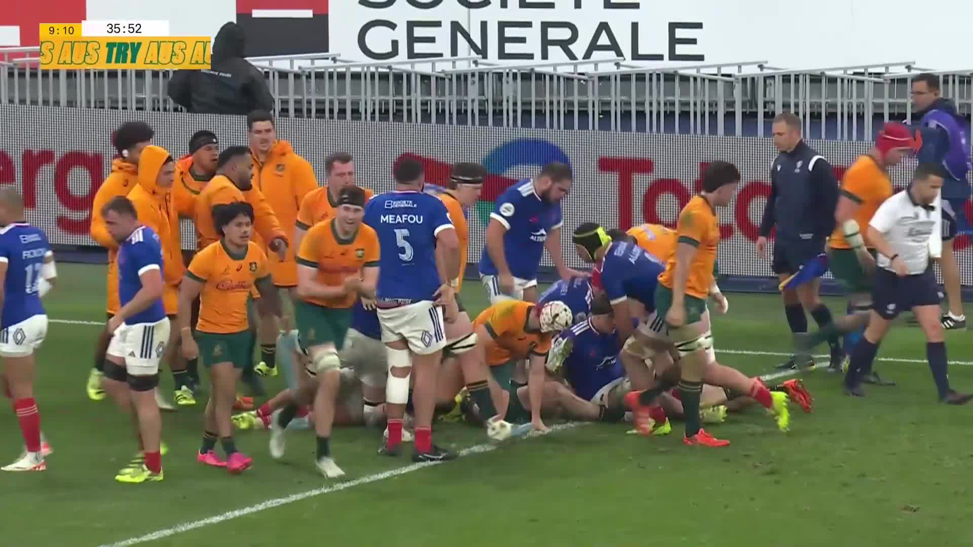 Try | Faessler 35:49 | Wallabies vs France
