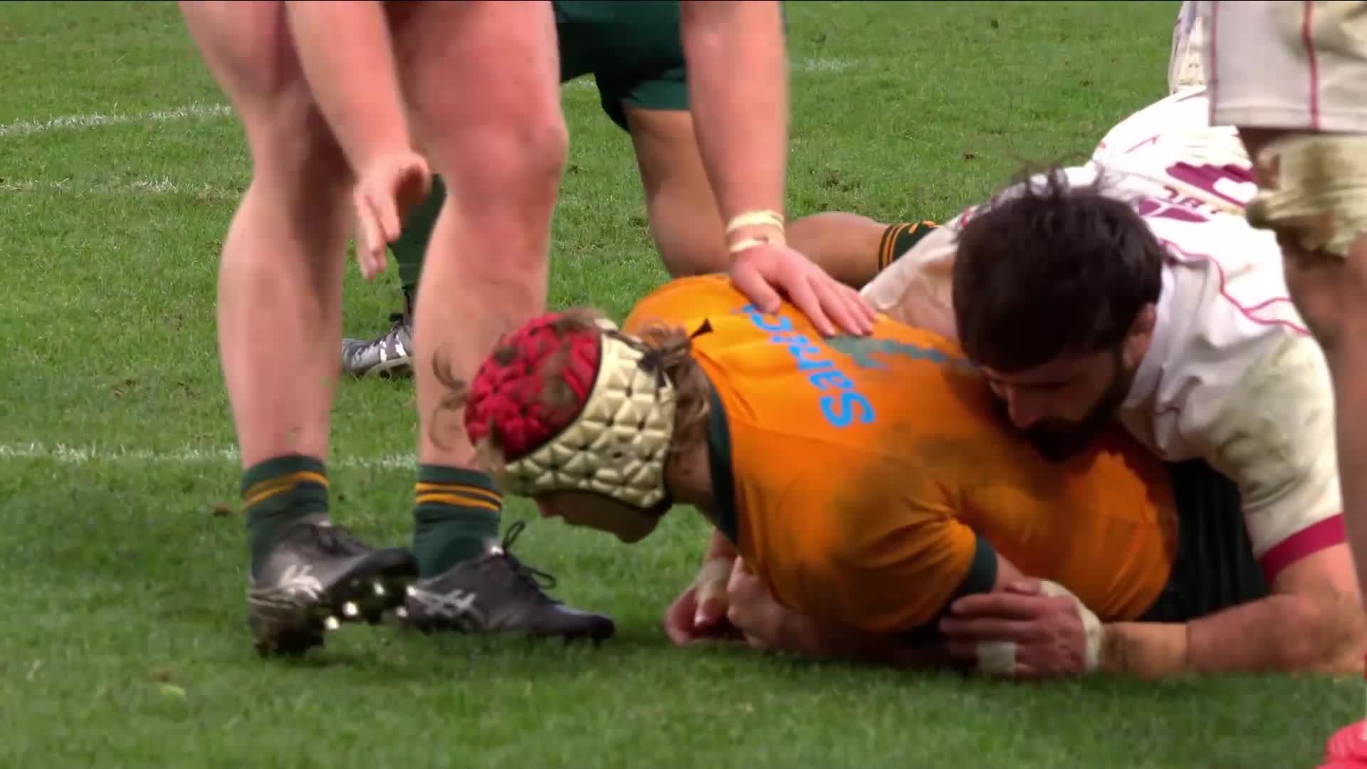 Fraser McReight burrows over from close against Georgia