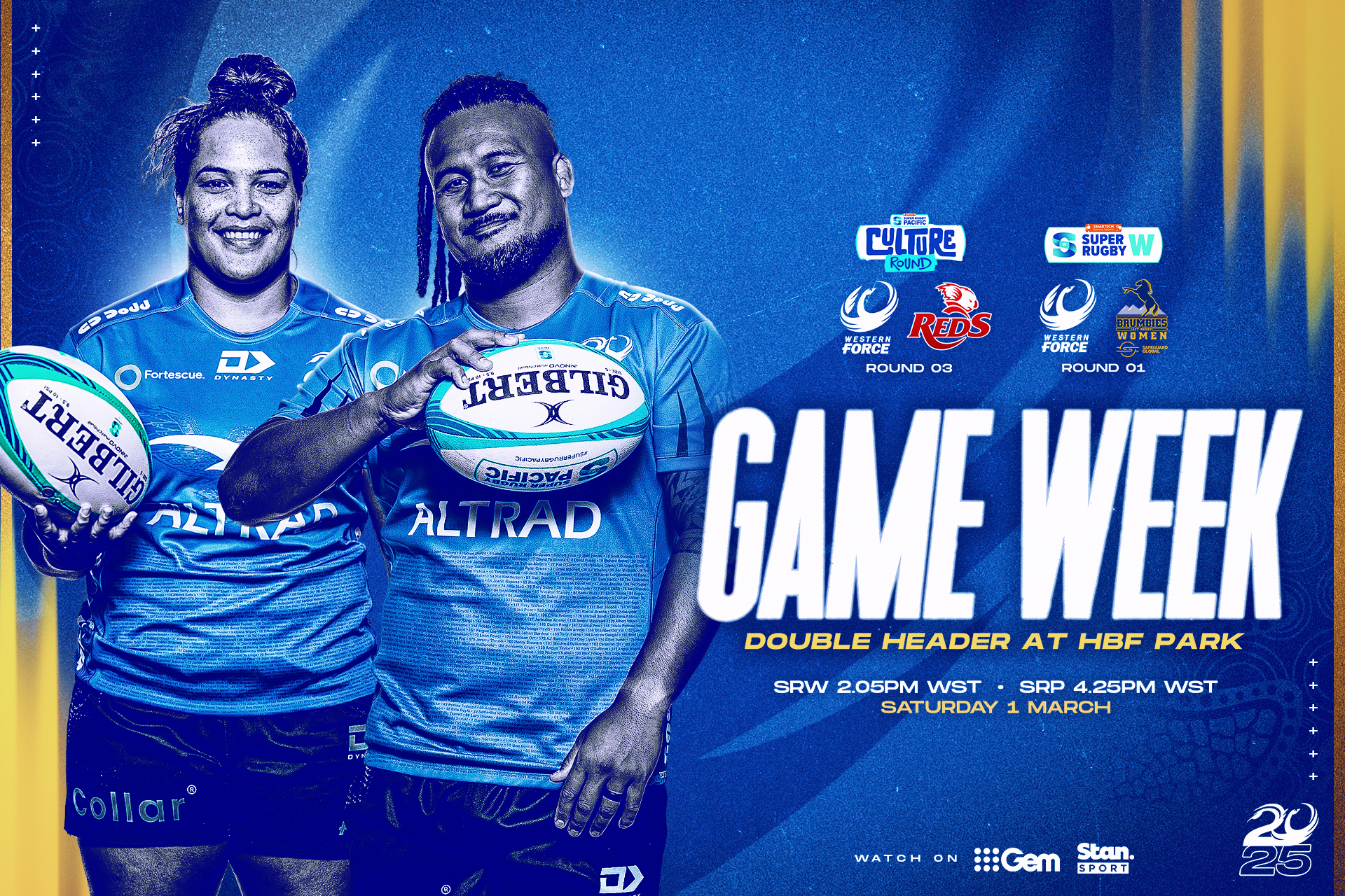 Gameday Info - Western Force Double-Header - Saturday 1 March