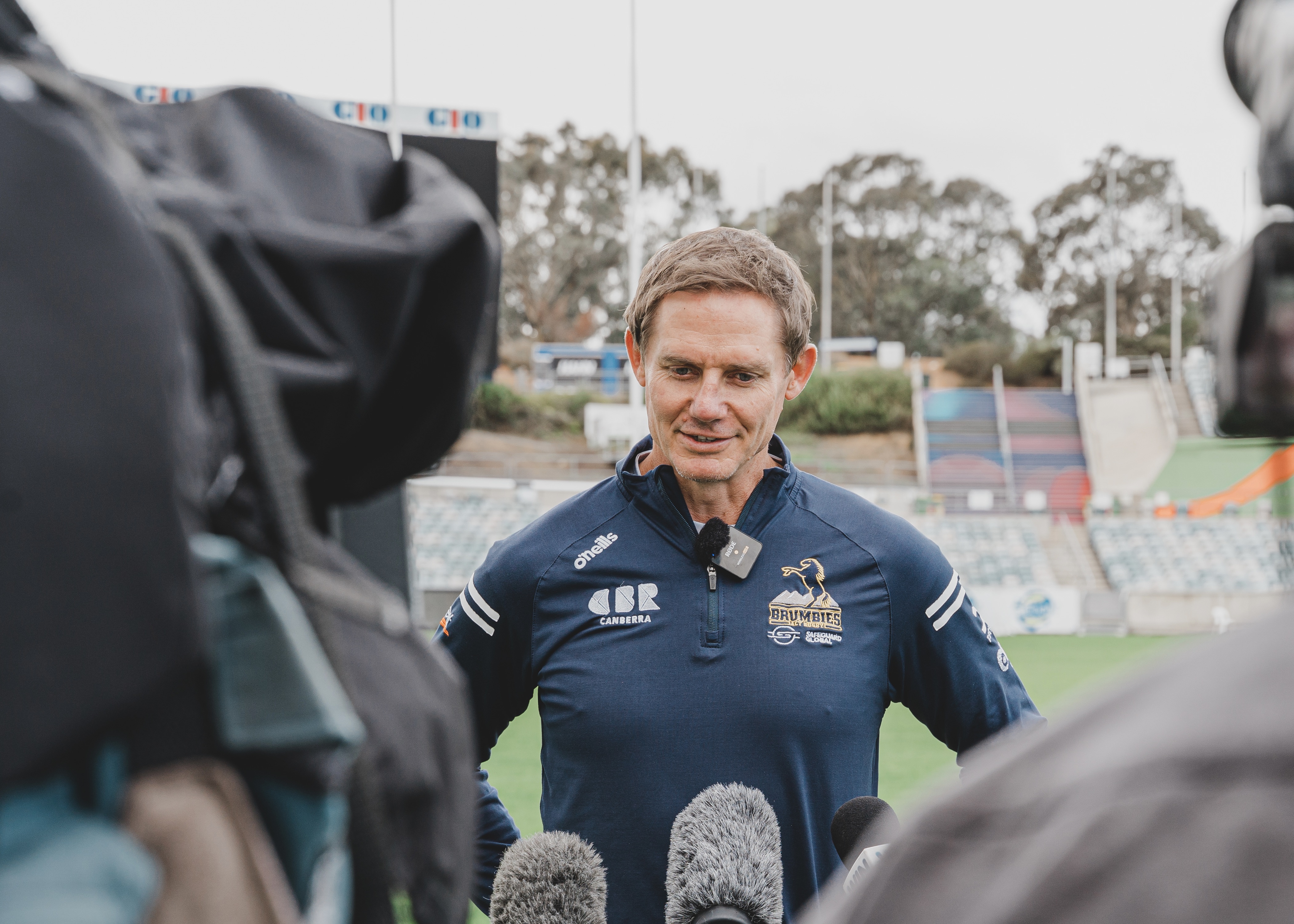 Larkham speaks to media at joint press conference with the Raiders