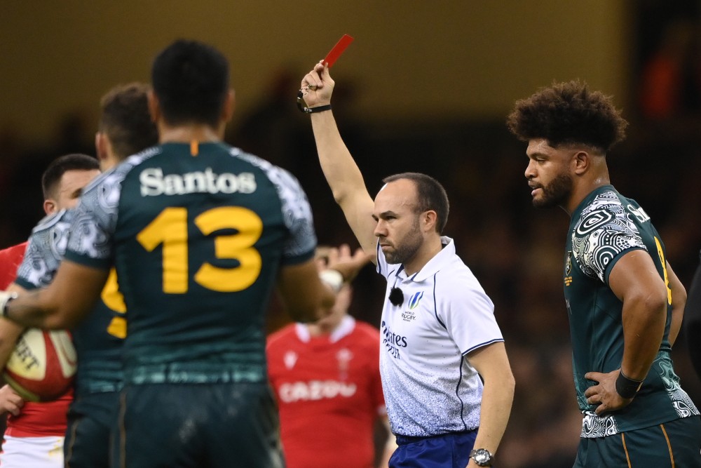 Wallabies number eight Rob Valetini red-carded for high tackle